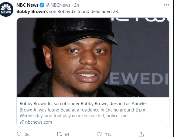 28-Year-Old Bobby Brown Jr. Dies - Guardian Liberty Voice